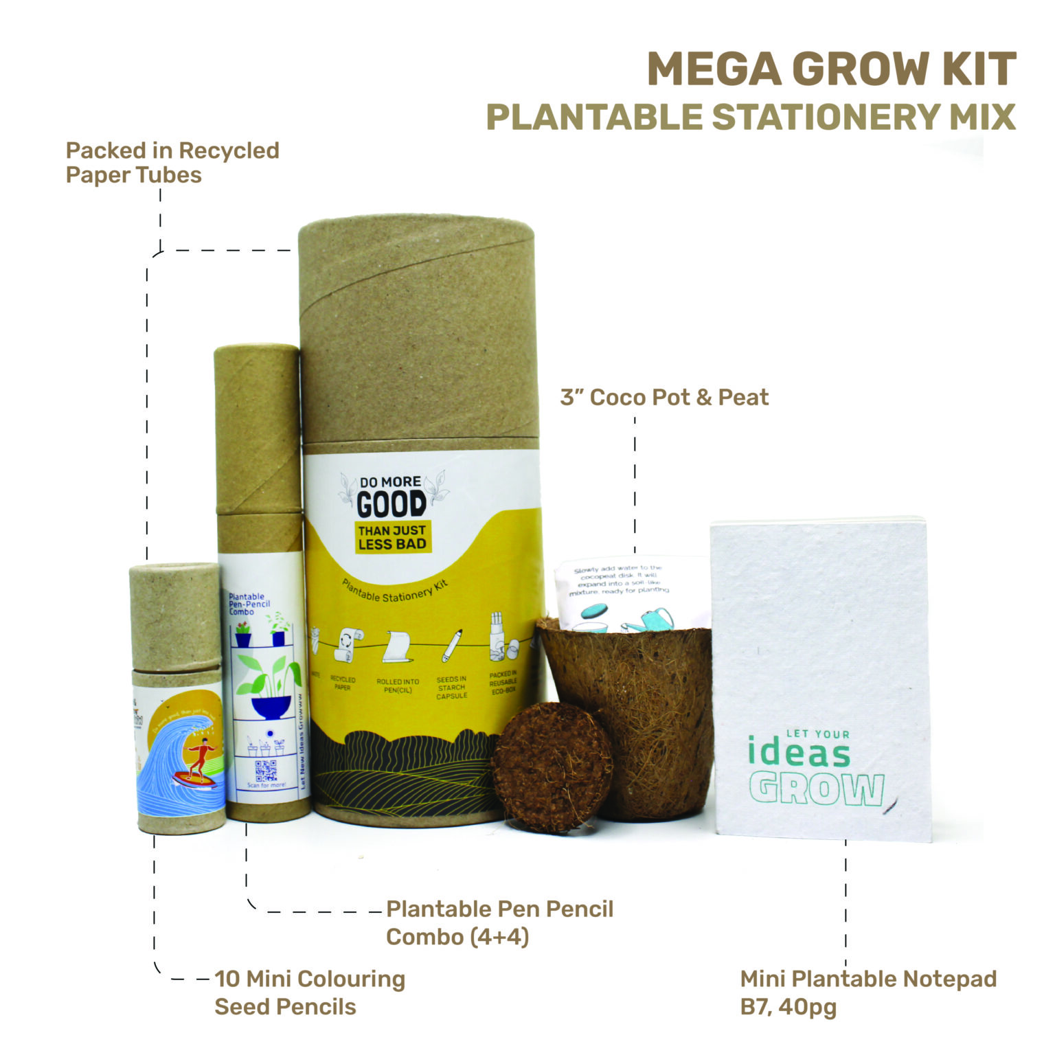 Mega Grow Kit ZG35-C Plantable Stationery Mix – organicdukaan.in